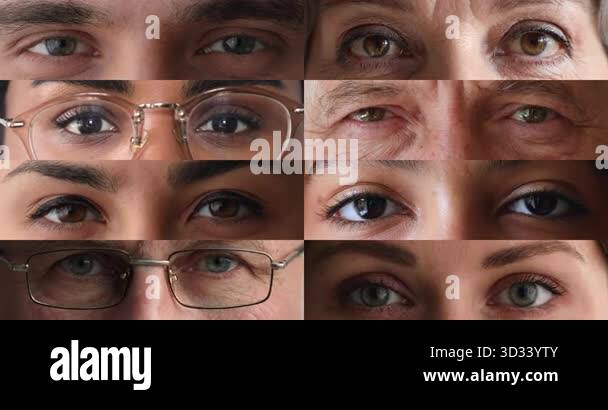 Human faces parts focusing on eyes with and without glasses looking at ...