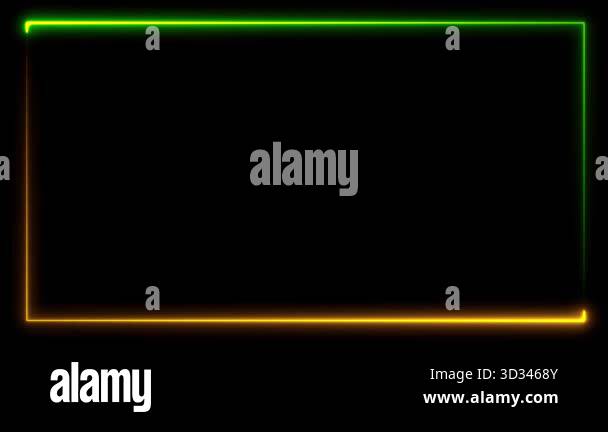 neon green square frame on black background Stock Video Footage - Alamy