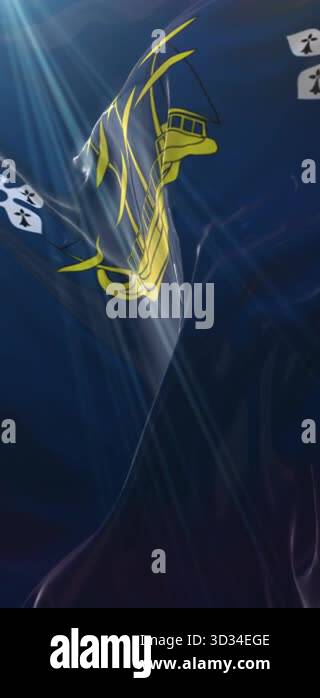 Flag of Hamilton city, Bermuda. Loop. 4K Vertical Stock Video Footage ...