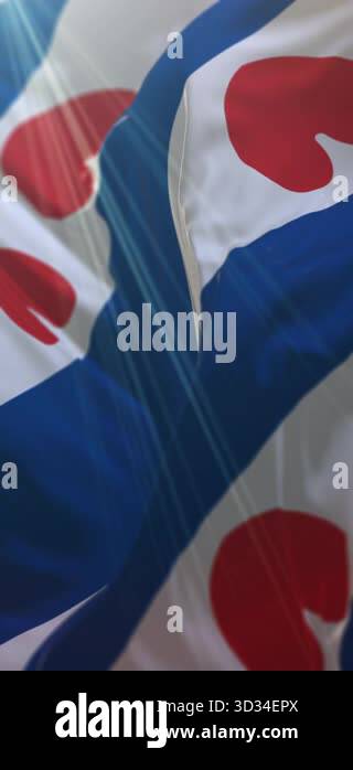 Friesland Flag, Netherlands. Loop. 4K Vertical Stock Video Footage - Alamy