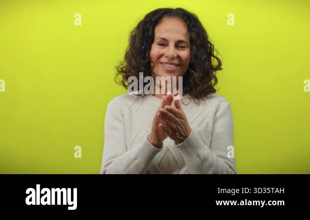 Woman curly hair clapping against Stock Videos & Footage - HD and 4K ...