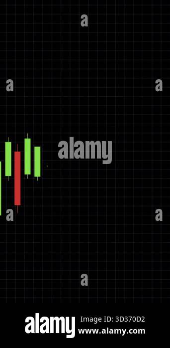 Candlestick chart animation illustrating market fluctuations with green ...