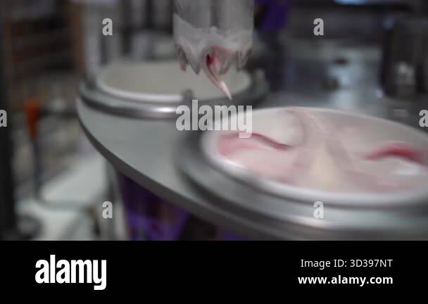 Industrial Ice Cream Production Process In Modern Factory, Automated ...