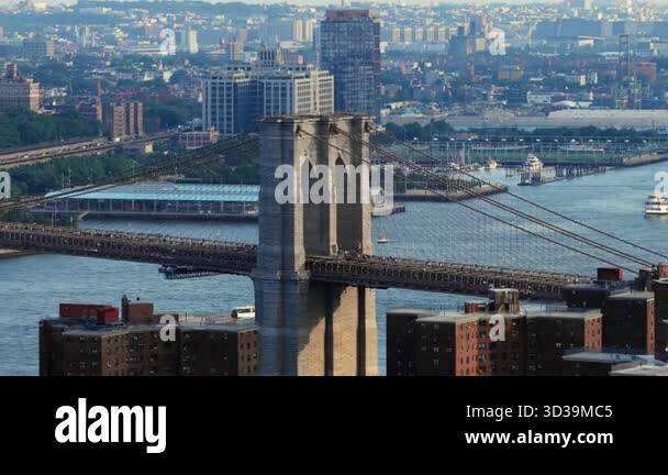 Aerial View of the Iconic Brooklyn Bridge in New York City, Capturing ...