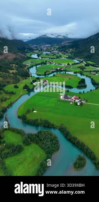 Immerse in the stunning views of Stryn, Norway, featuring winding ...