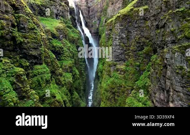 Glymur Waterfall, Icelands tallest waterfall, cascades dramatically ...