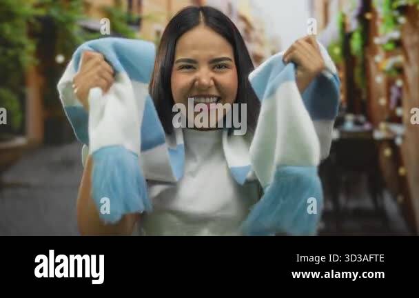 Woman lifts scarf cheering Stock Videos & Footage - HD and 4K Video ...