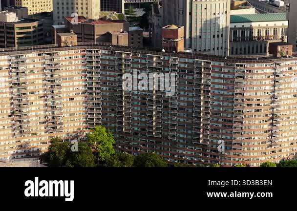 Aerial view of Manhattans bustling skyline, featuring 1960s skyscrapers ...