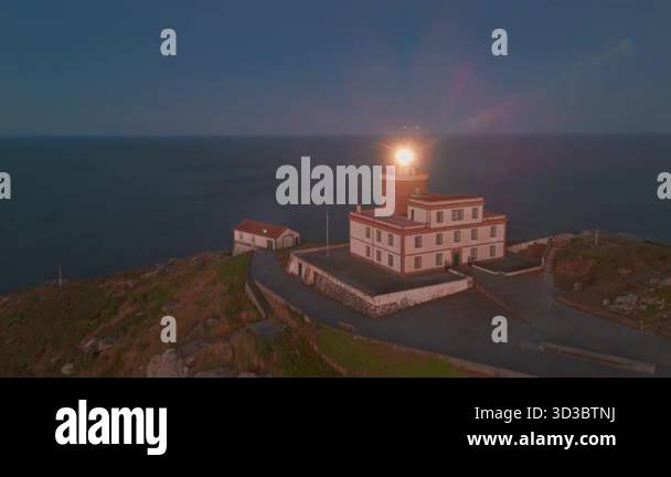 Aerial view of the Faro de Fisterra lighthouse on Cape Finisterre at ...