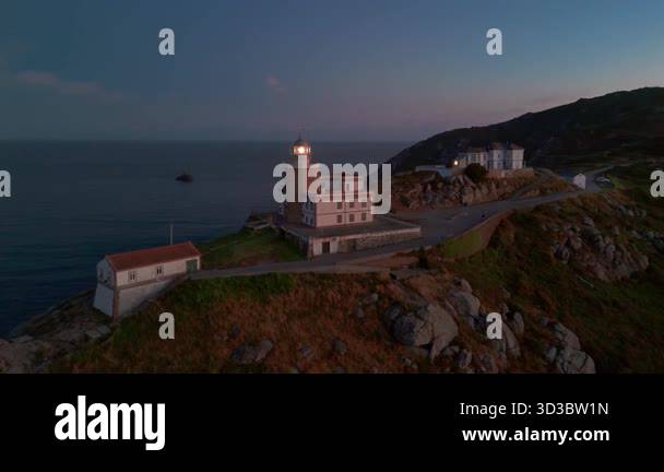 Aerial view of the Faro de Fisterra lighthouse on Cape Finisterre at ...
