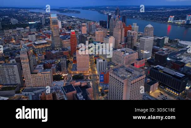 Detroit, USA, 28 July 2025: Beautiful downtown of modern Detroit at ...