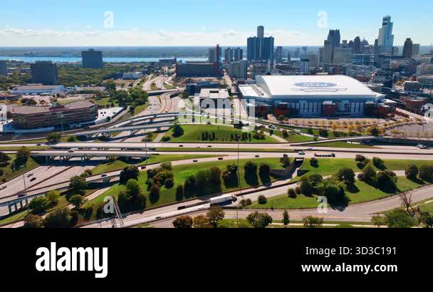 Detroit, USA, 28 July 2025: Motorways, freeways, bridges and ...
