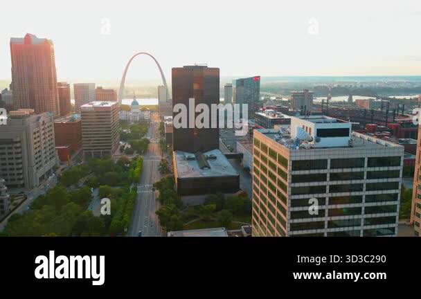Saint Louis USA, 14 August 2025: Scenery of modern St. Louis with green ...