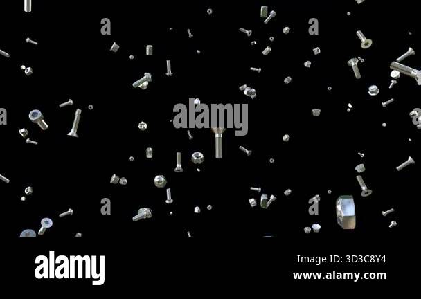 Seamless loop animation of falling metal screws and bolts Stock Video ...