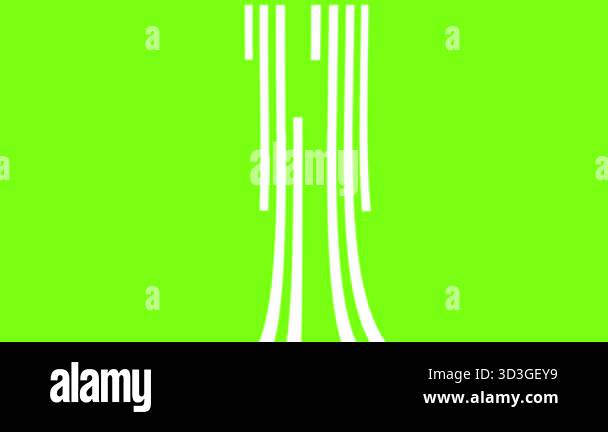 Vertical white lines slide up animation on green screen background ...