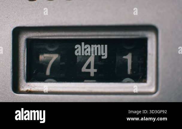 Extreme close-up of a vintage audio players mechanical counter with ...