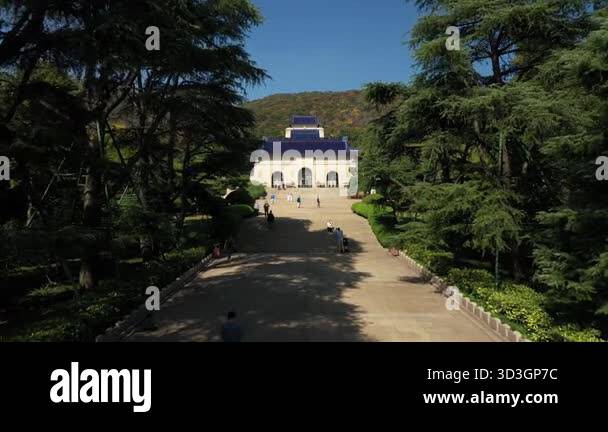 Aerial view of the natural scenery and architecture of Sun Yat-sen ...