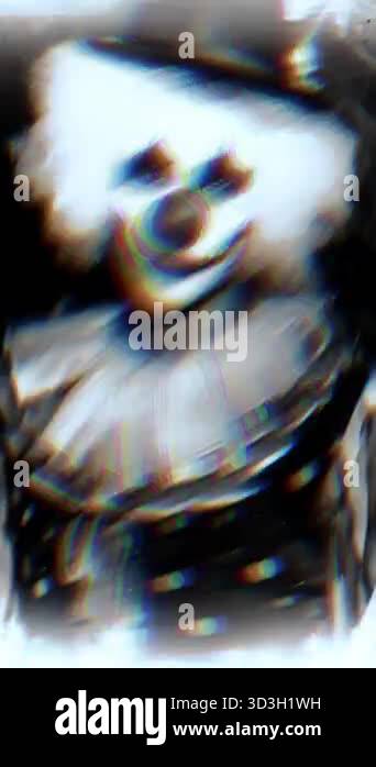 Glitch Art Portrait Of A Neon Blue Clown Mask With Distorted Facial ...