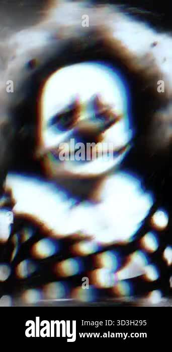 Glitch Art Portrait Of A Neon Blue Clown Mask With Distorted Facial ...