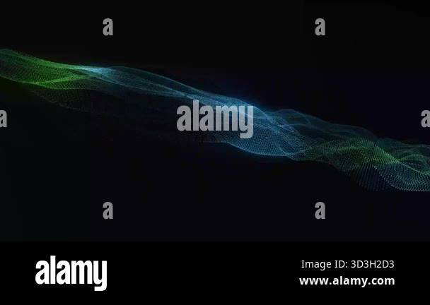 Dynamic Blue Green Digital Particle Wave Motion Graphics Background Abstract Flowing Data Energy ...
