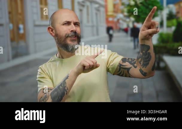 Happy handsome bald man showing Stock Videos & Footage - HD and 4K ...