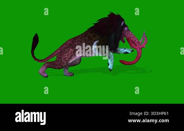 3D Baku Monster Run Fast From Right-Green Screen Chroma Key Video Clip ...
