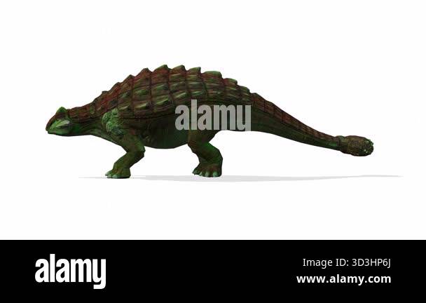 3D Ankylosaurus Dinosaur idle Scene Left Side Isolated on White Screen ...