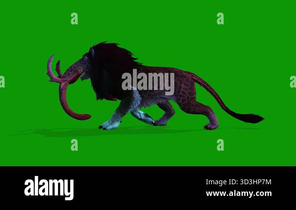 3D Baku Monster Walking Left-Green Screen Chroma Key Video Clip Stock ...