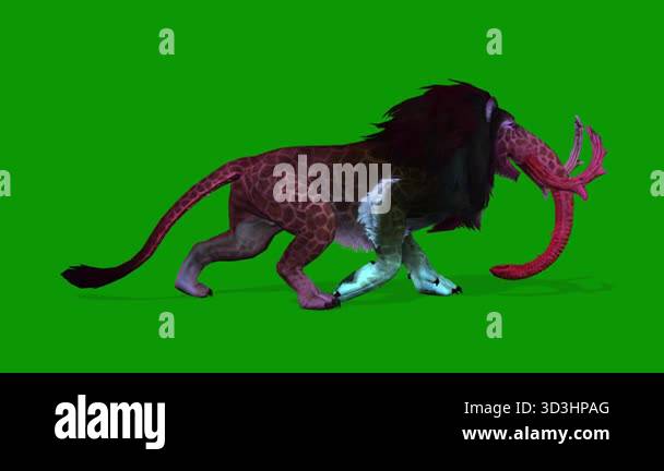 3D Baku Monster Walking Right-Green Screen Chroma Key Video Clip Stock ...