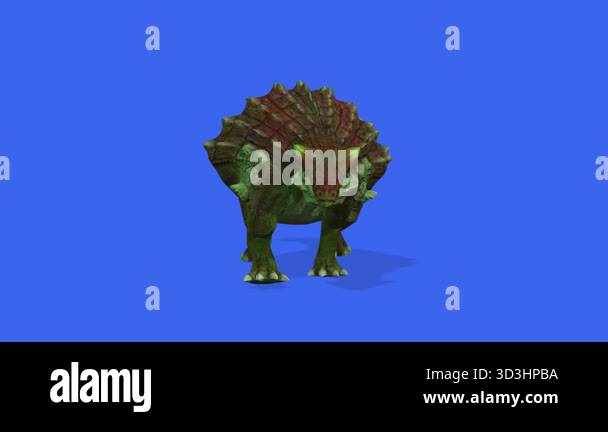 Ankylosaurus Dinosaur Isolated Blue Screen Animation Walking Front Side ...