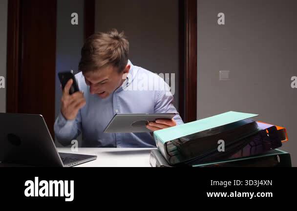Stressed male employee experiencing frustration Stock Videos & Footage ...