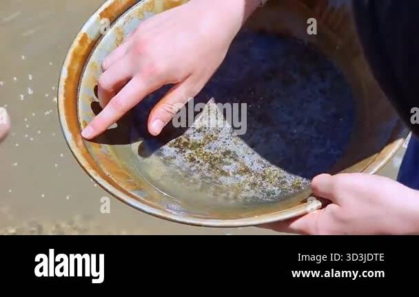 Panning for gold in the creek Stock Video Footage - Alamy