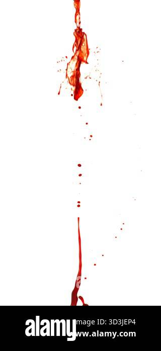 Slow Motion Shot of Red Blood Dripping and Splashing on a Clean White ...