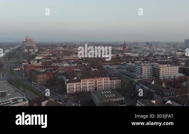 Panoramic aerial view of city of Mannheim, Germany. Urban landscape ...
