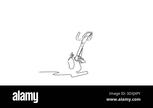 Animated self drawing of continuous line draw active woman is intensely ...