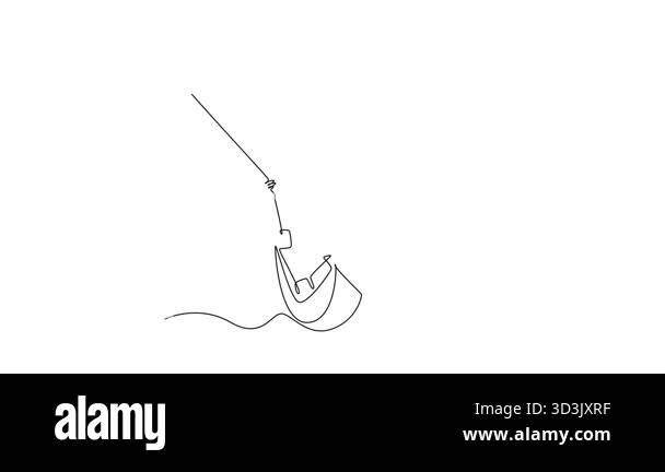 Animated self drawing of continuous line draw man is paragliding ...