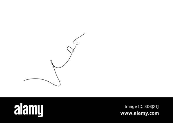 Animated self drawing of continuous line draw attractive young male, a ...