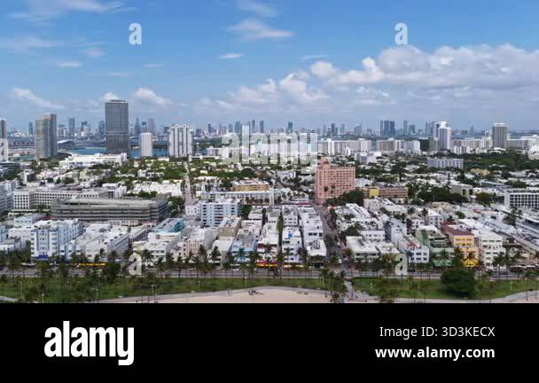 Aerial view of Miami beach and ocean. Miami coastline. Famous Miami ...