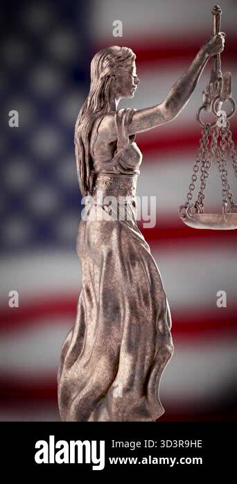 360 Degrees Rotating Seamless Looping Lady Justice Statue Over A Slow ...