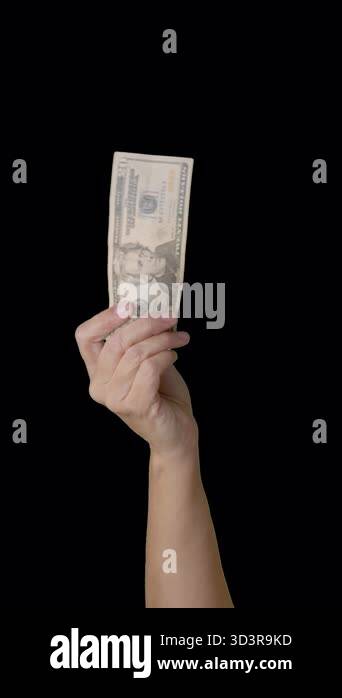 Female Hand Waving a Twenty Dollar Bill In The Air with Alpha Channel ...
