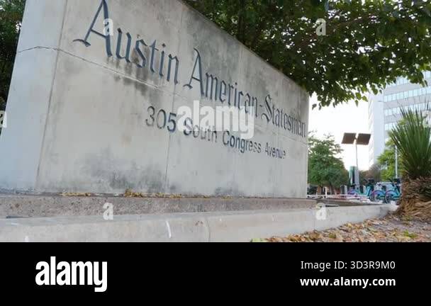 Concrete Sign for Austin American-Statesman Newspaper Entrance 41. High ...