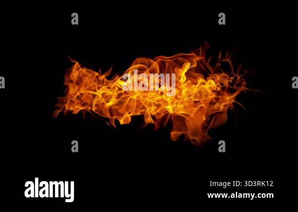 Super Slow Motion Shot of Fire Flames From Top Shot Isolated on Black ...