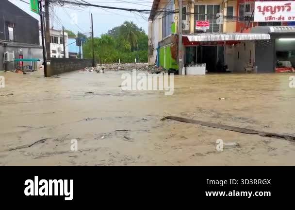 Kathu District Phuket Island Thailand 23. October 2025 Extreme rainfall ...