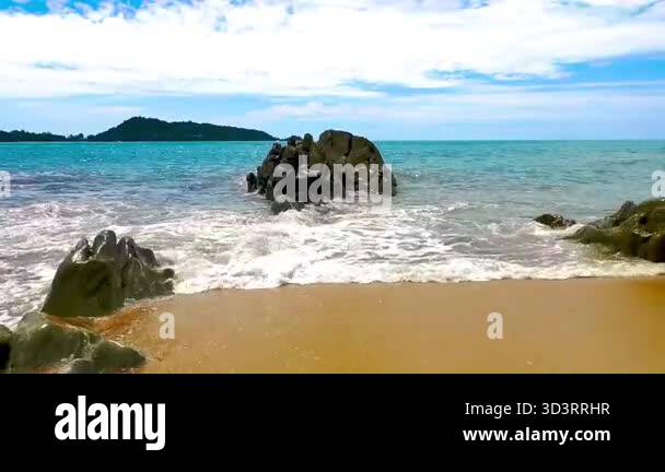 Amazing rocky Kalim Beach tropical landscape panorama view with blue ...