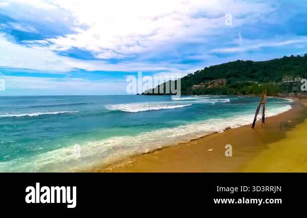 Kalim Beach bay sea coast panorama view with turquoise blue clear water ...