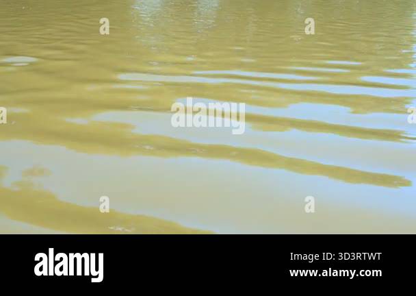 View of river water waves with reflections of light and natural shadows ...
