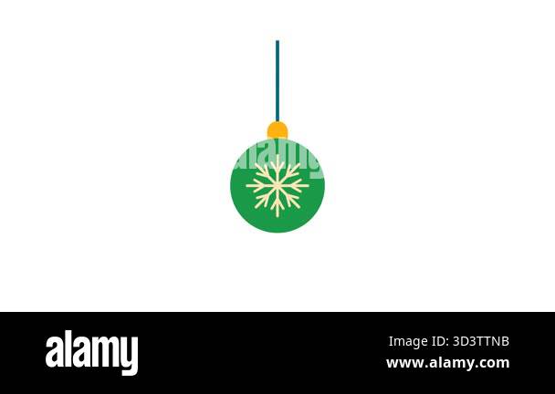 Simple Holiday Ornament Animation Design with Green Hanging Ball and ...