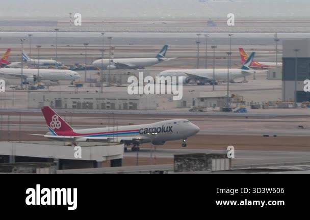 HONG KONG - JANUARY 26, 2025: Side view, huge aircraft Cargolux Boeing ...