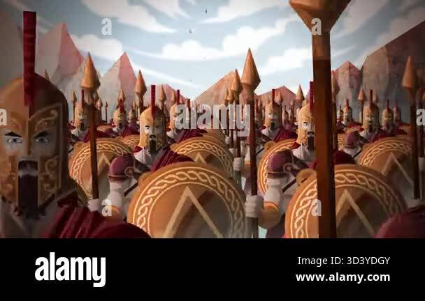 spartan warriors marching with spear and bronze shield Stock Video ...