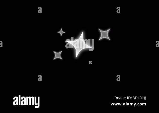 Glowing star sparkle animation with a soft white glow on a black ...